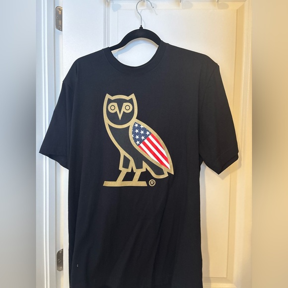 OVO | Shirts | Ovo Black Tee With Gold And Redwhiteblue Owl Usa | Poshmark